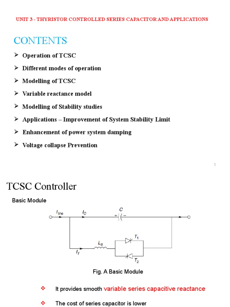 Unit 3 - Thyristor Controlled Series Capacitor and Applications | PDF ...