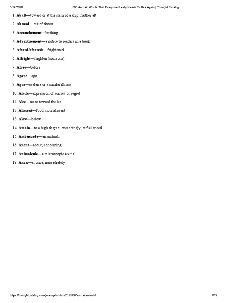 500 Archaic Words That Everyone Really Needs To Use Again - Thought ...