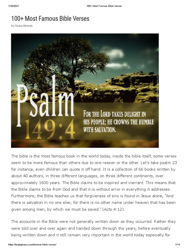 100+ Most Famous Bible Verses | PDF | Eternal Life (Christianity ...