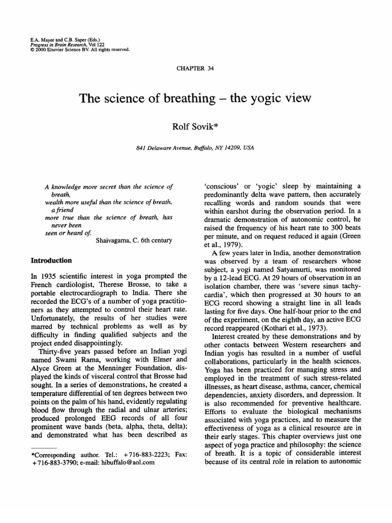 The Science of Breathing - The Yogic View Progress in Brainresearch ...