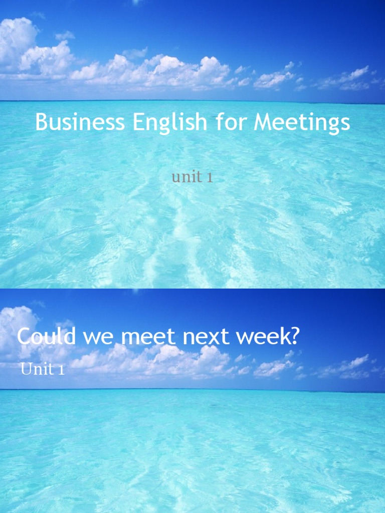 English For Meetings Unit 1 BT | PDF | Communication | Business