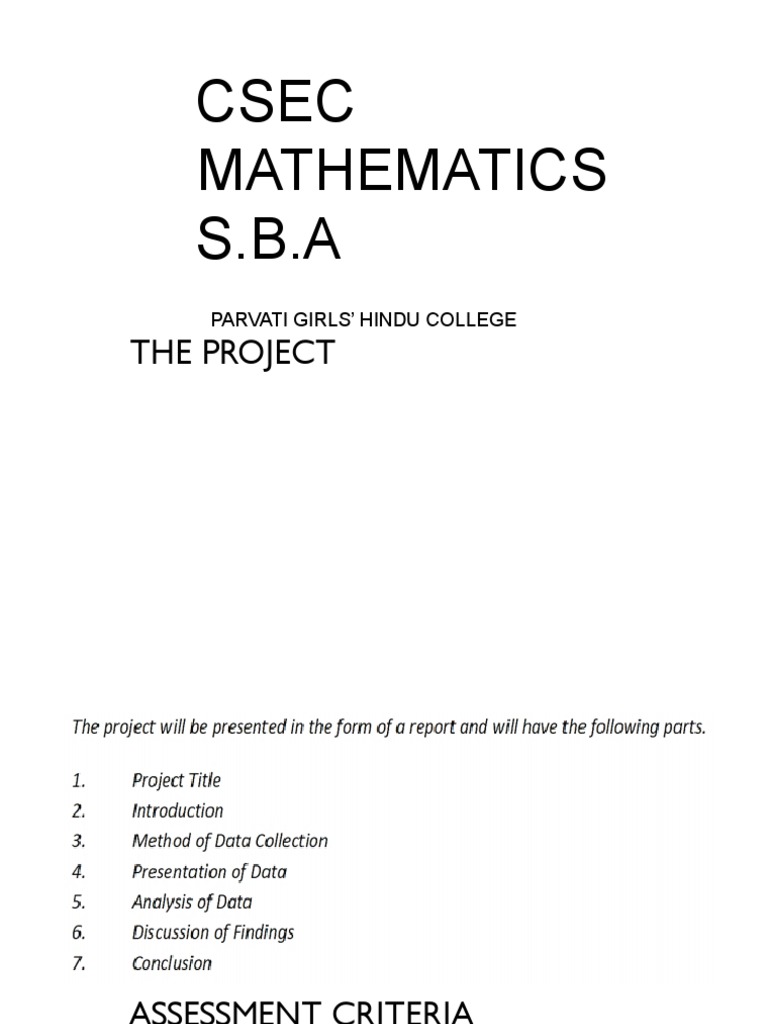 CSEC Math SBA Guide: Assessment Criteria | PDF