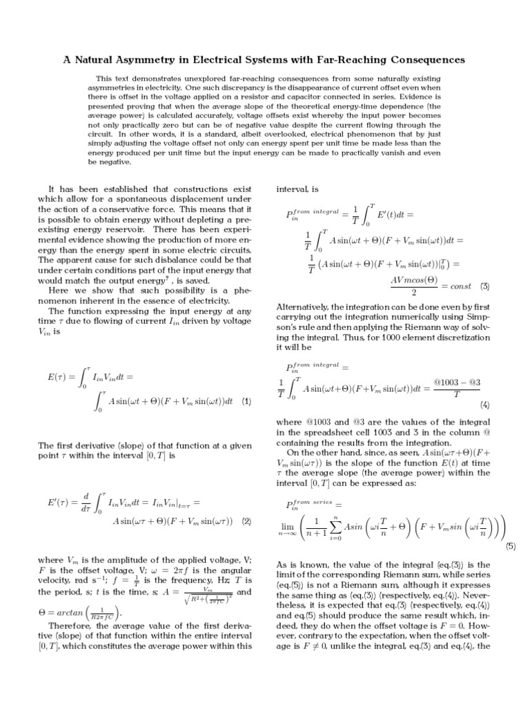 Natural Asymmetry in Electrical Systems | PDF | Inductor | Electricity