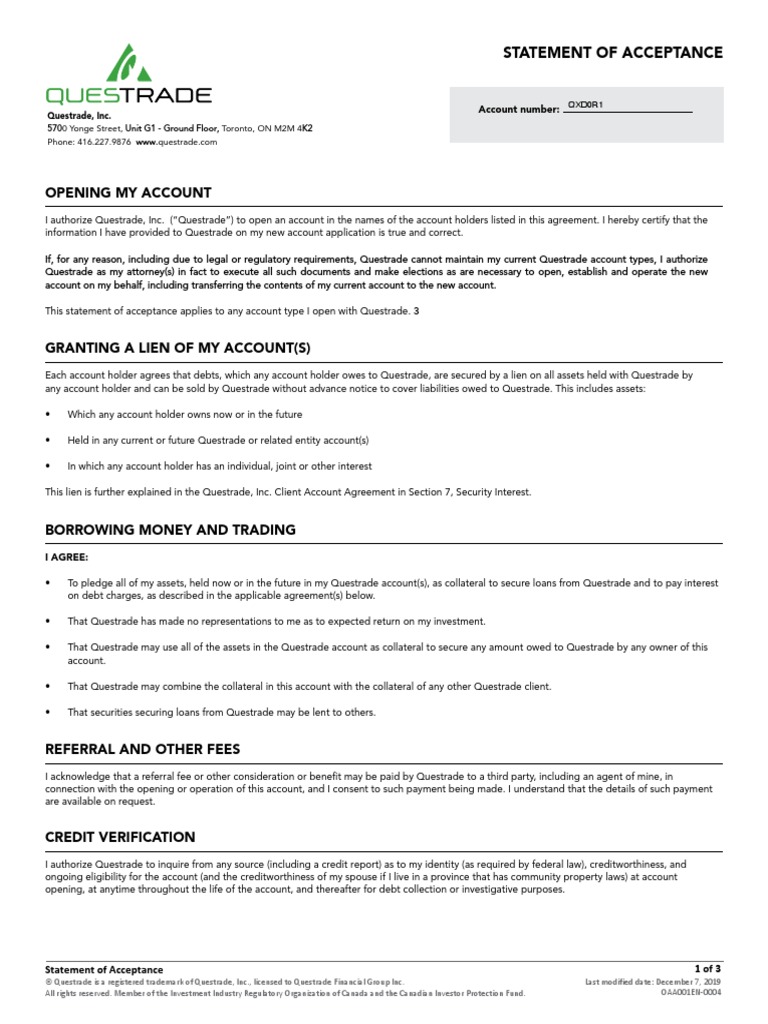 Opening My Account: Statement of Acceptance | PDF | Tax Treaty ...