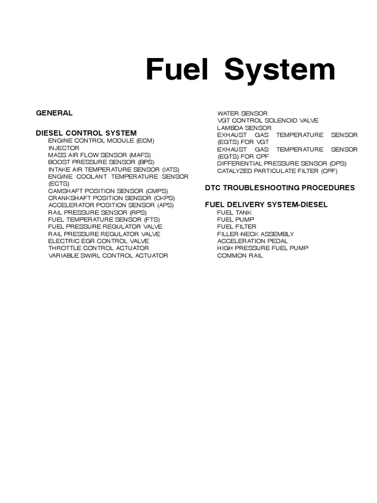 Hyundai D4FB Diesel Fuel System 2 | PDF | Fuel Injection | Throttle