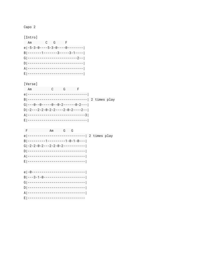 Capo 2 Chord Progression | PDF | Musical Forms | Songs