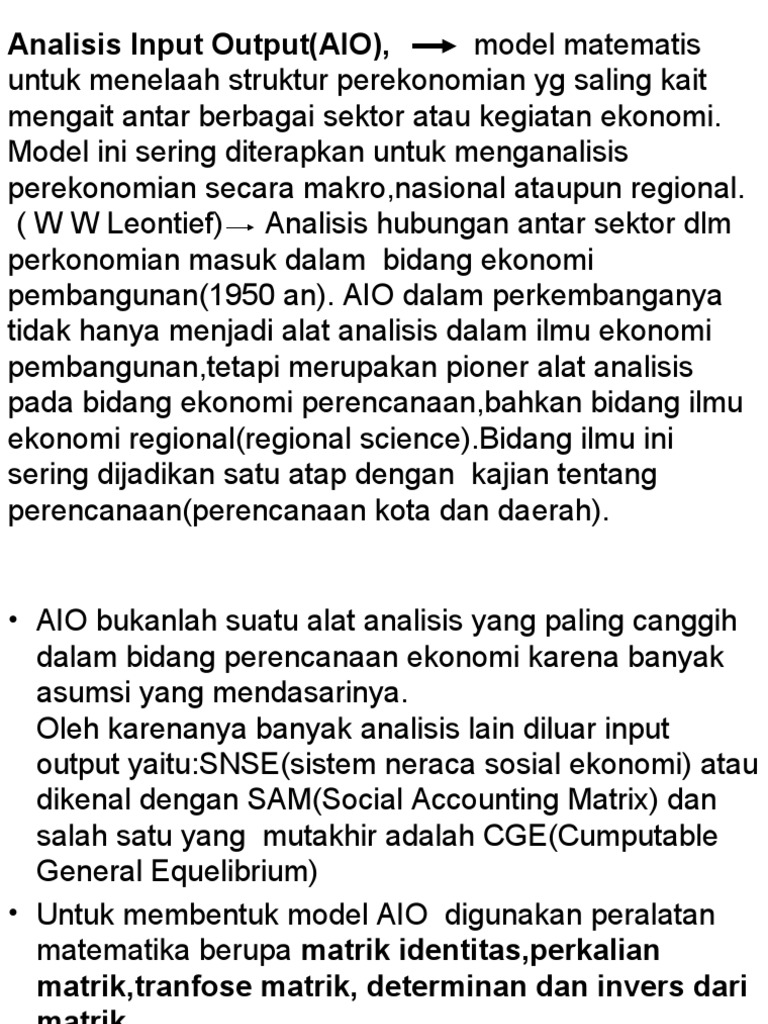 Analisis Input Output (AIO), Model Matematis | PDF | Teknologi & Rekayasa