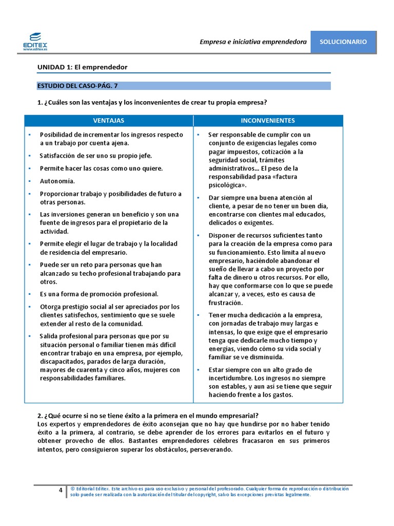 Solucionario EIE 2020 UD1 PDF | Descargar gratis PDF | Iniciativa empresarial | Creatividad