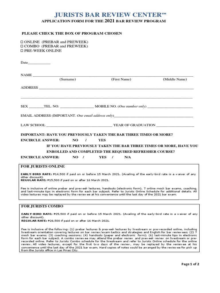 2021 Jurists Application Form 2 | PDF | Justice | Crime & Violence