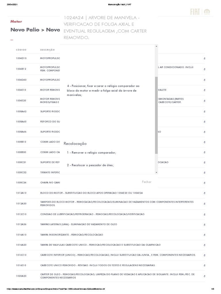 Arvore de Manivela - Verificacao de Folga Axial e Eventual Regulagem ...