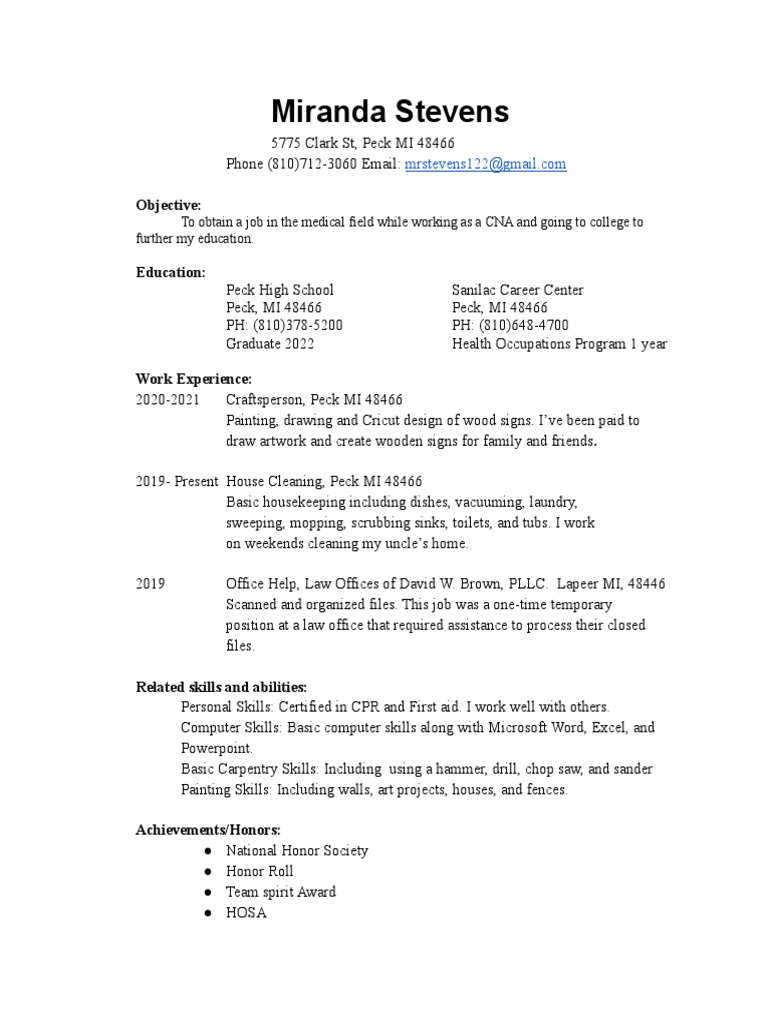 Miranda Stevens-Resume | PDF | Career & Growth