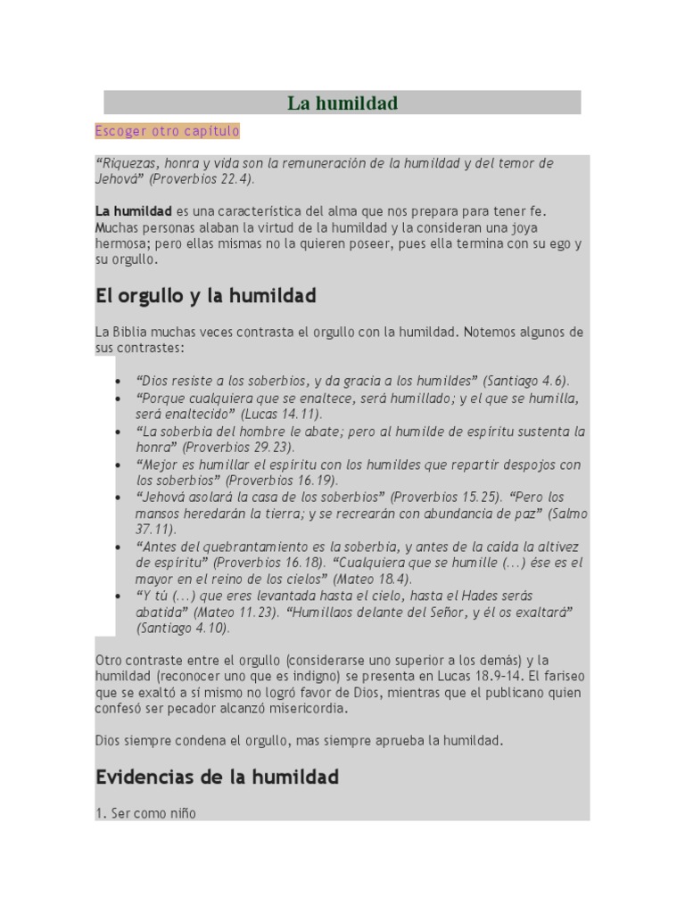 La Humildad 1 | PDF | Orgullo | Jesús