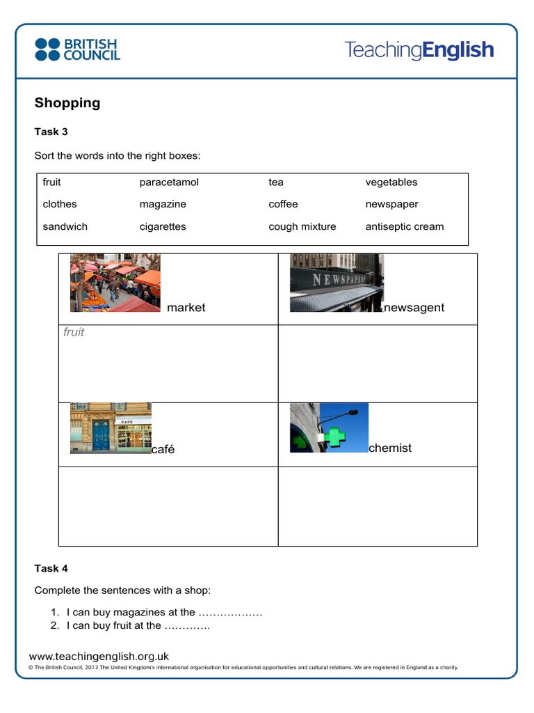 Shop Vocabulary and Activities Guide | PDF | Cooking, Food & Wine ...