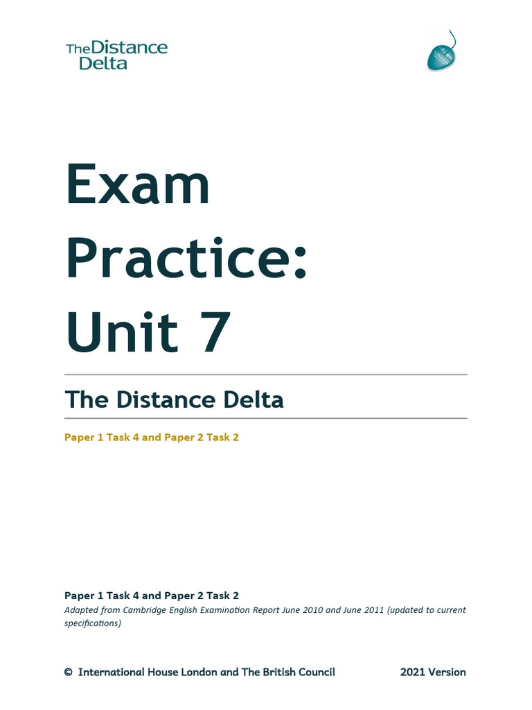 Exam Practice: Unit 7: The Distance Delta | PDF | Applied Psychology ...