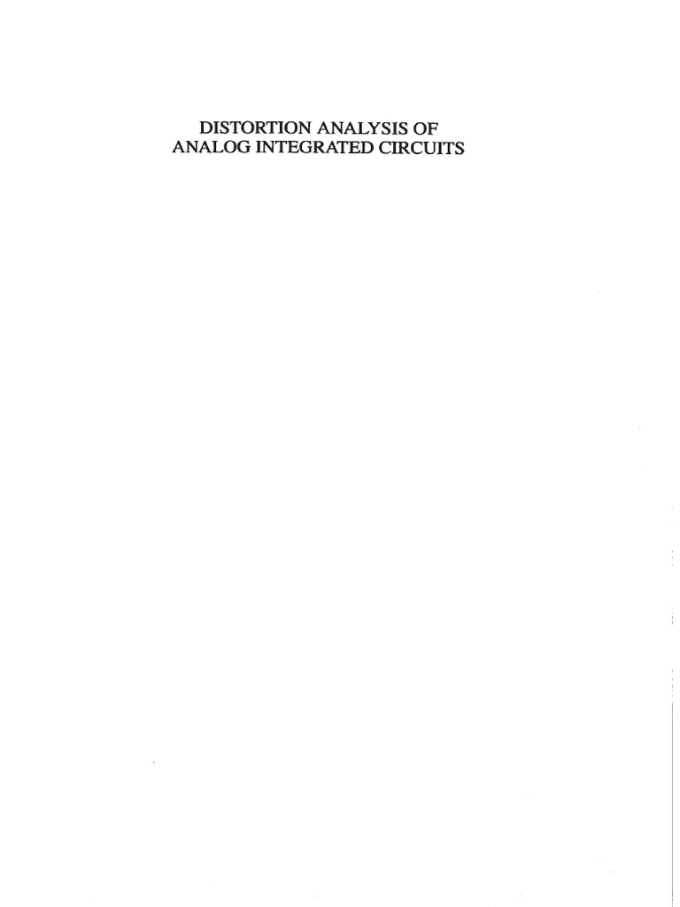 Distortion Analysis Of Analog Integrated Circuits Pdf