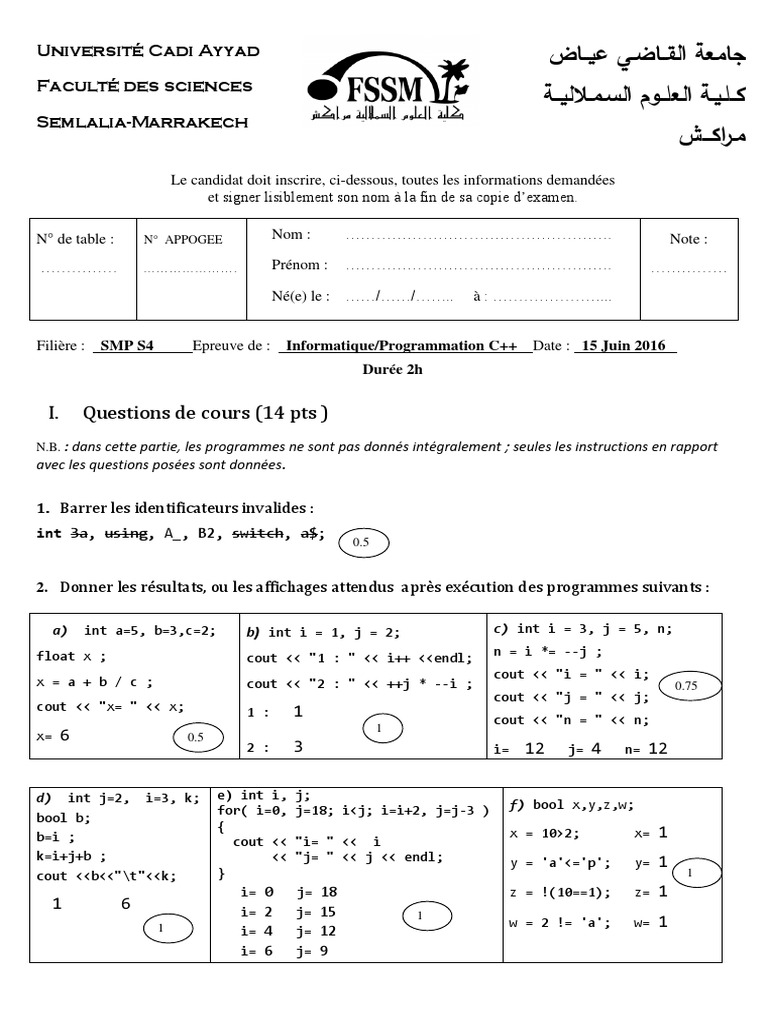 Correction Controle 2015-2016 | PDF | Programmation informatique | Informatique