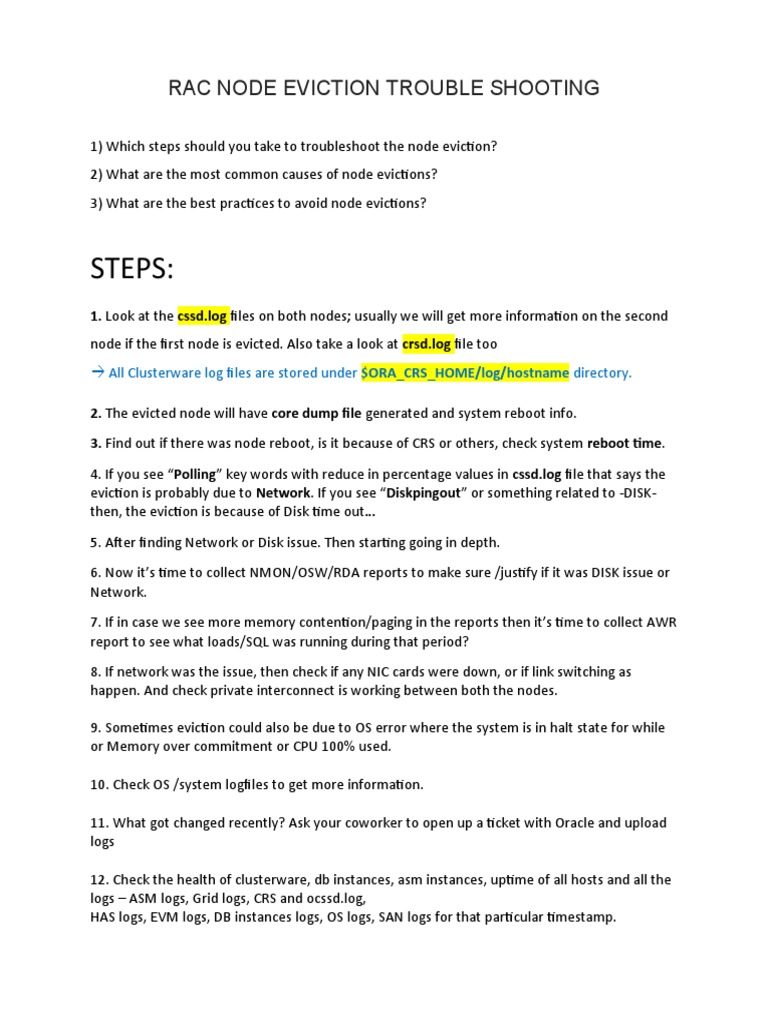 RAC Node Eviction Troubleshooting Guide | PDF | Booting | Computer File
