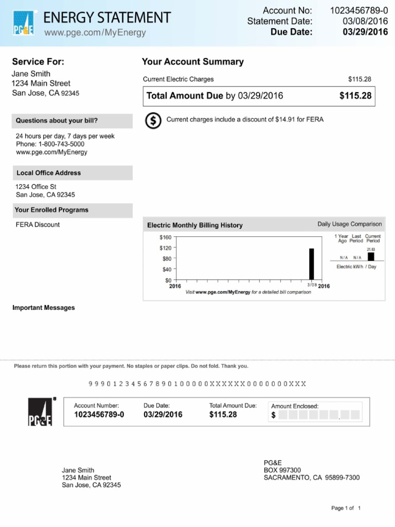 Energy Statement: Jane Smith 1234 Main Street San Jose, CA | PDF
