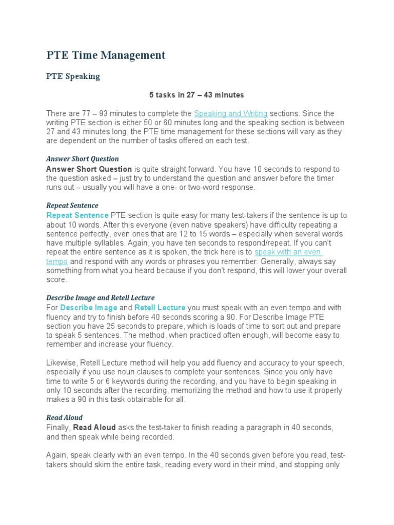 PTE Time Management (Listening) | PDF | Multiple Choice | Question