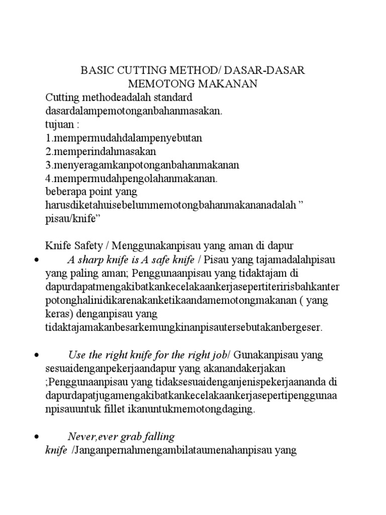 Knife Safety and Basic Cutting Methods / Keselamatan Menggunakan Pisau dan Metode Dasar Memotong ...