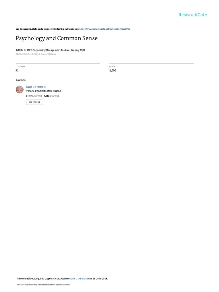 Psychology and Common Sense Article | PDF | Common Sense | Social ...