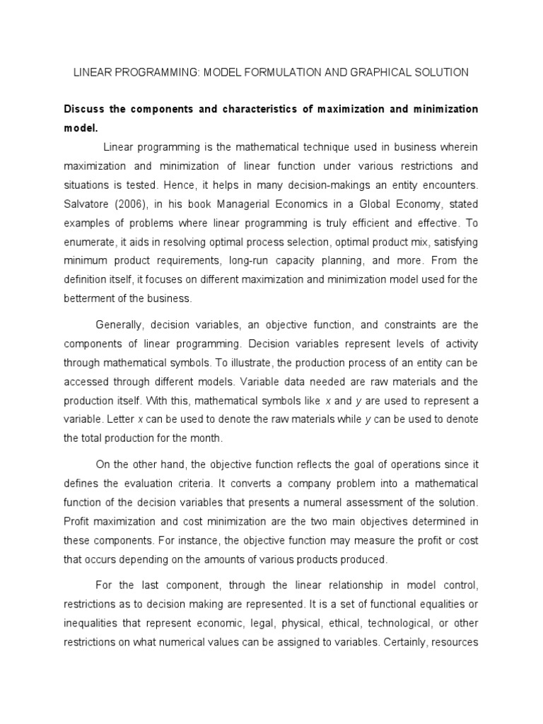 Discuss The Components and Characteristics of Maximization and ...