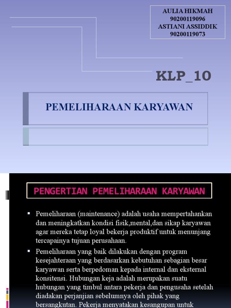 MSDM - Pemeliharaan Karyawan (KLP.10) | PDF | Karier & Perkembangan