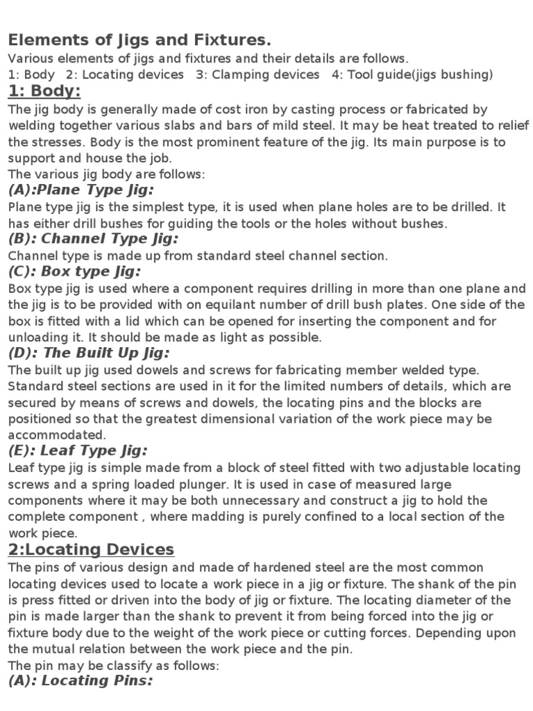 Clamping Elements in Jigs and Fixtures | PDF | Metalworking ...