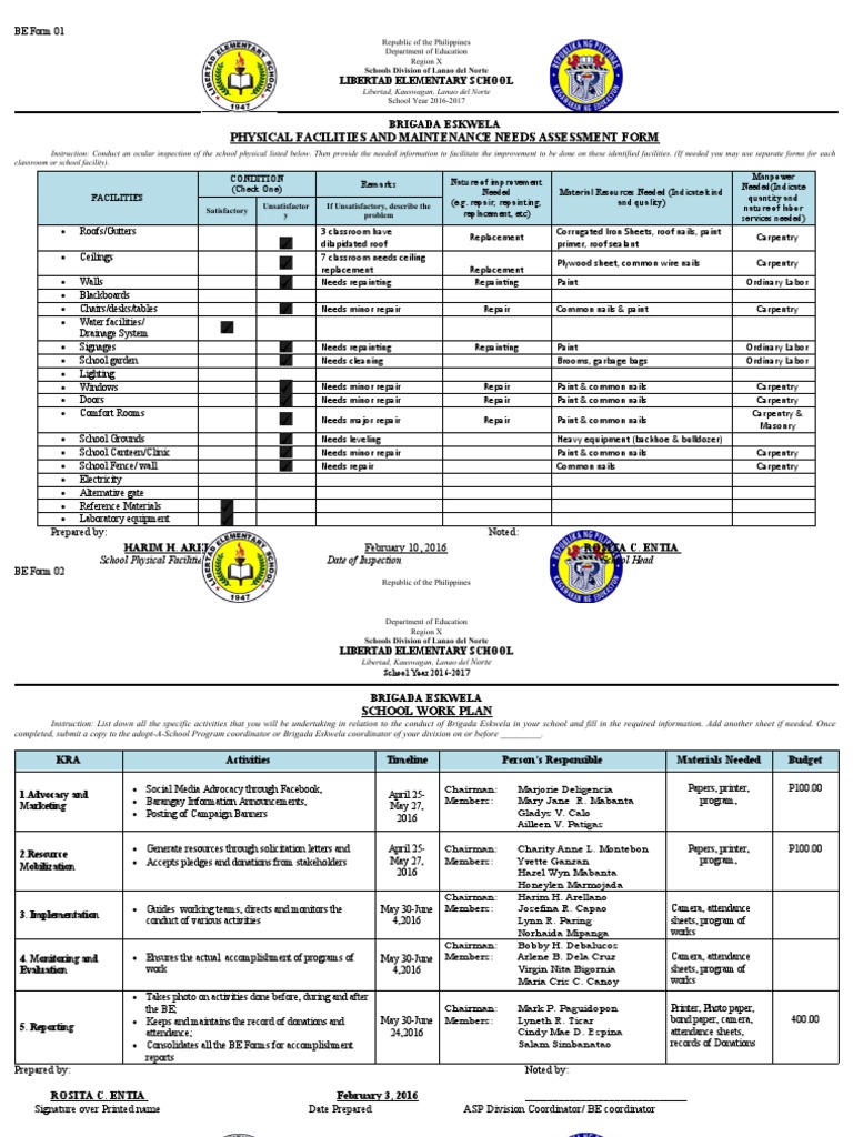 Brigada Eskwela Forms Les Final | PDF | Roof | Carpentry