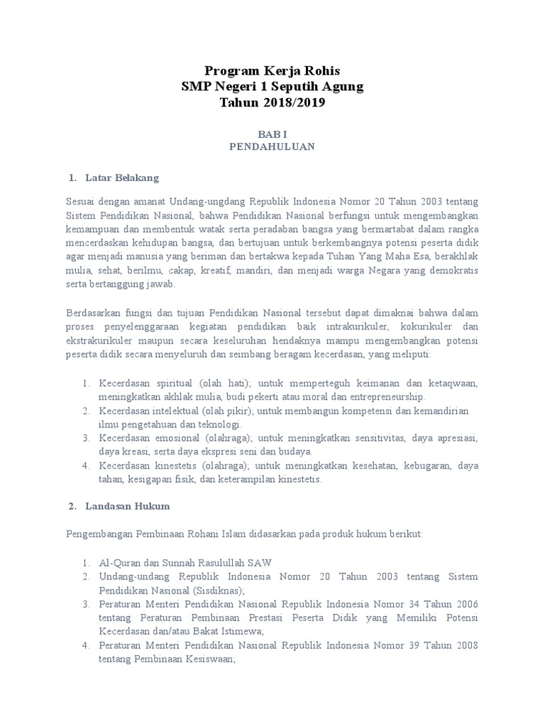 Program Kerja Rohis | PDF
