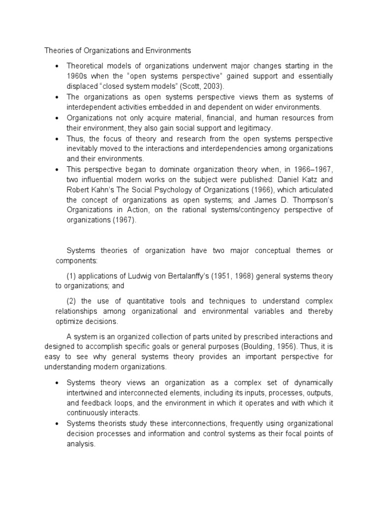 Organizational Systems Theory | PDF | Systems Theory | System