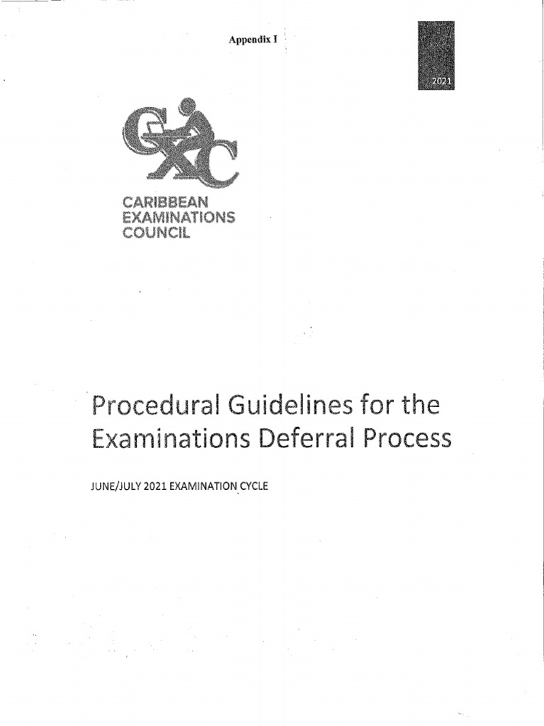 Appendix I CXC Procedural Guidelines For The Examinations Deferral ...