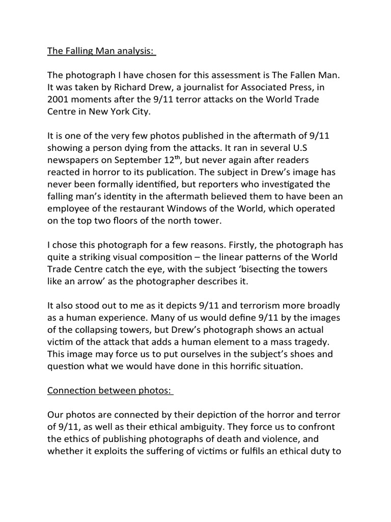 Analysis of Richard Drew's 'The Falling Man' photograph | PDF ...