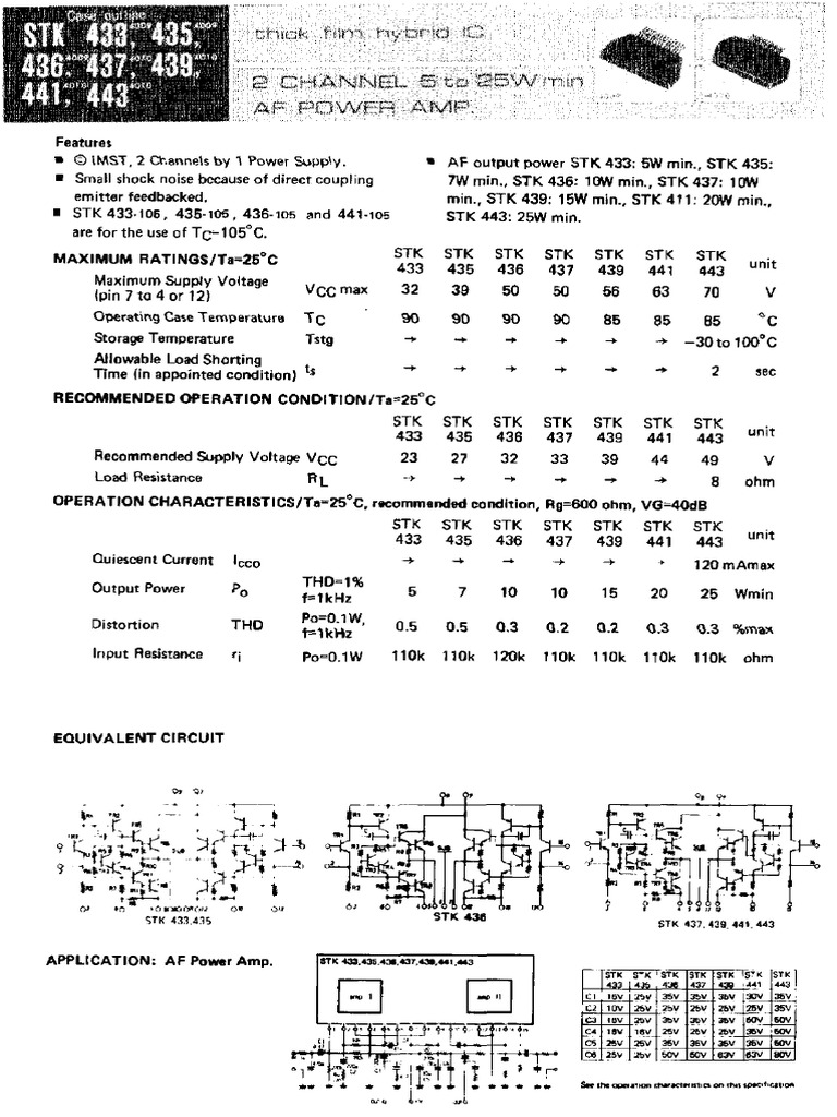 Sanyo STK435 Datasheet | PDF