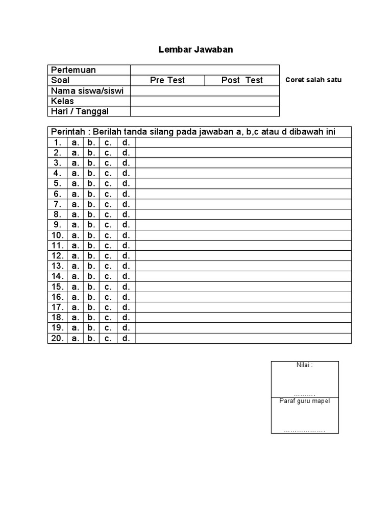 Siswa Pre Test dan Post Test | PDF