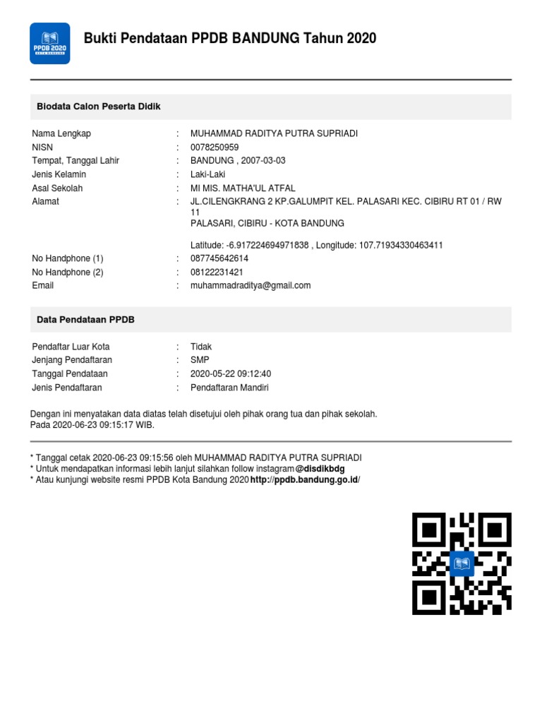 Bukti Pendataan MUHAMMAD RADITYA PUTRA SUPRIADI | PDF