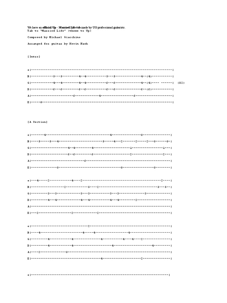 Married Life Tab | PDF | Guitar Family Instruments | Gaiaphones