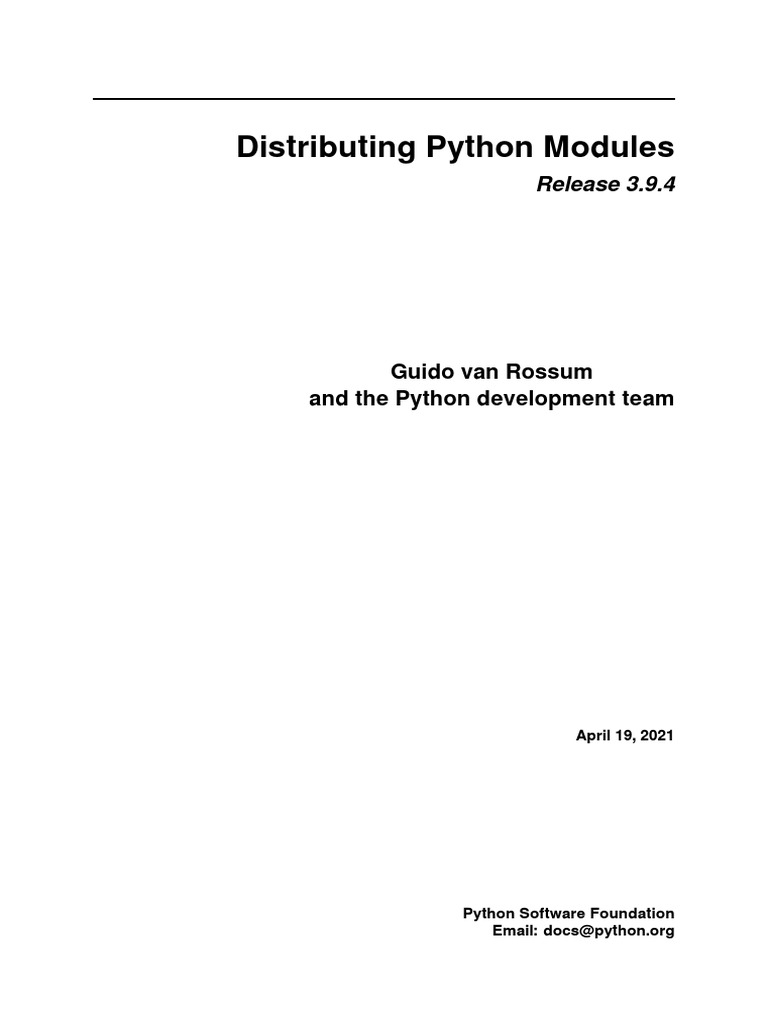 Distributing Python Modules Guido Van Rossum And The Python Development Team Pdf Parameter 
