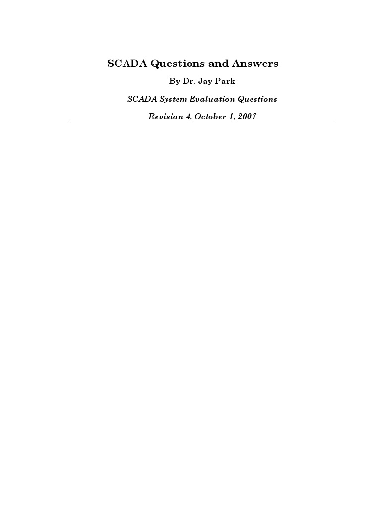 Scada Questions And Answers Rev4 Pdf Scada Databases