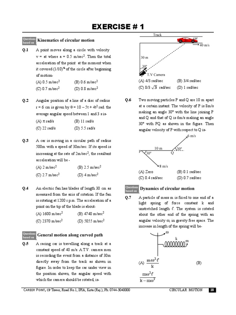 2 Circular Motion Ex 1 5 | PDF | Acceleration | Rotation Around A Fixed Axis
