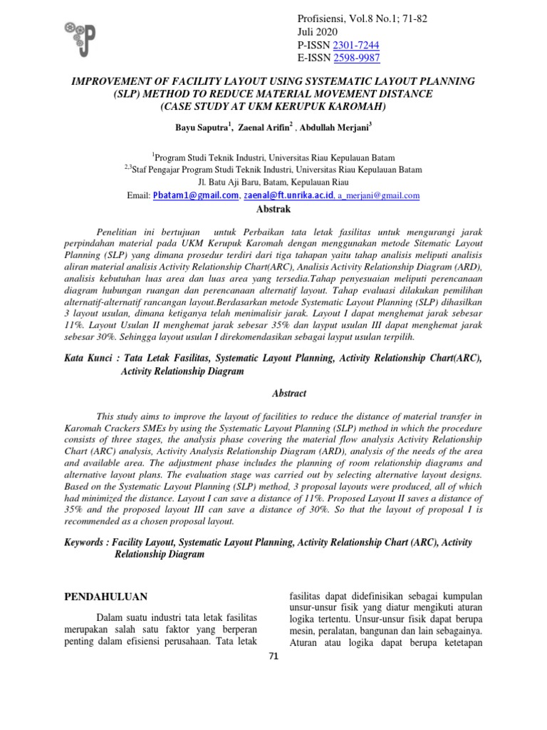 Improvement of Facility Layout Using Systematic Layout Planning (SLP ...