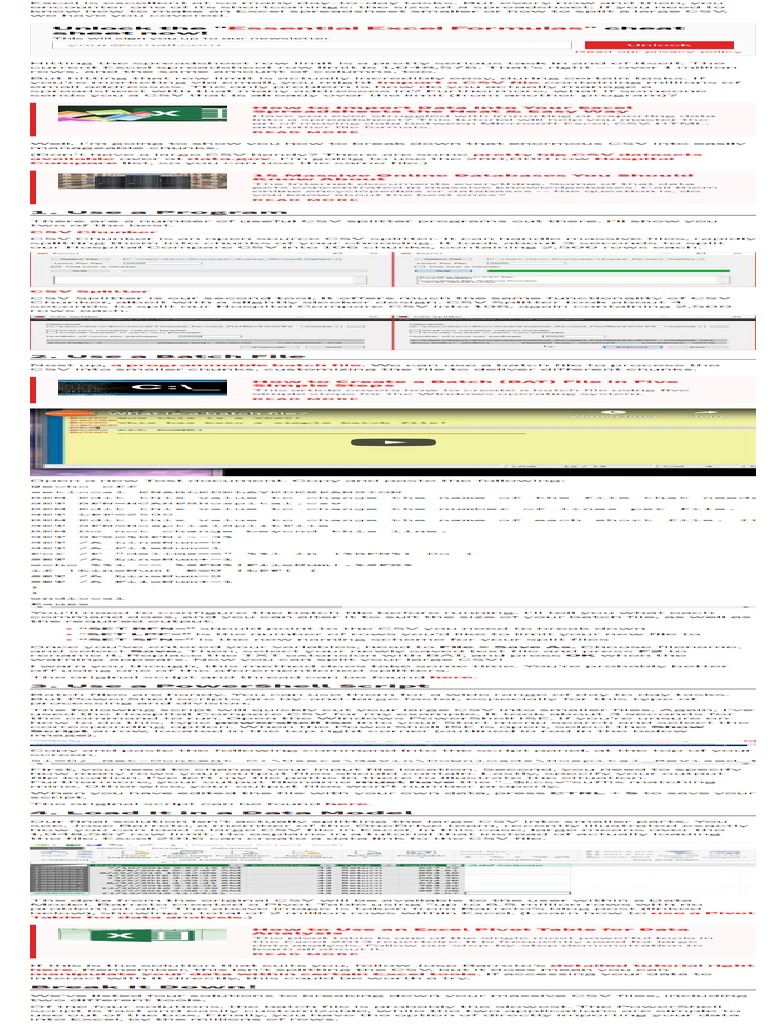 How To Split A Huge CSV Excel Spreadsheet Into Separate Files | PDF