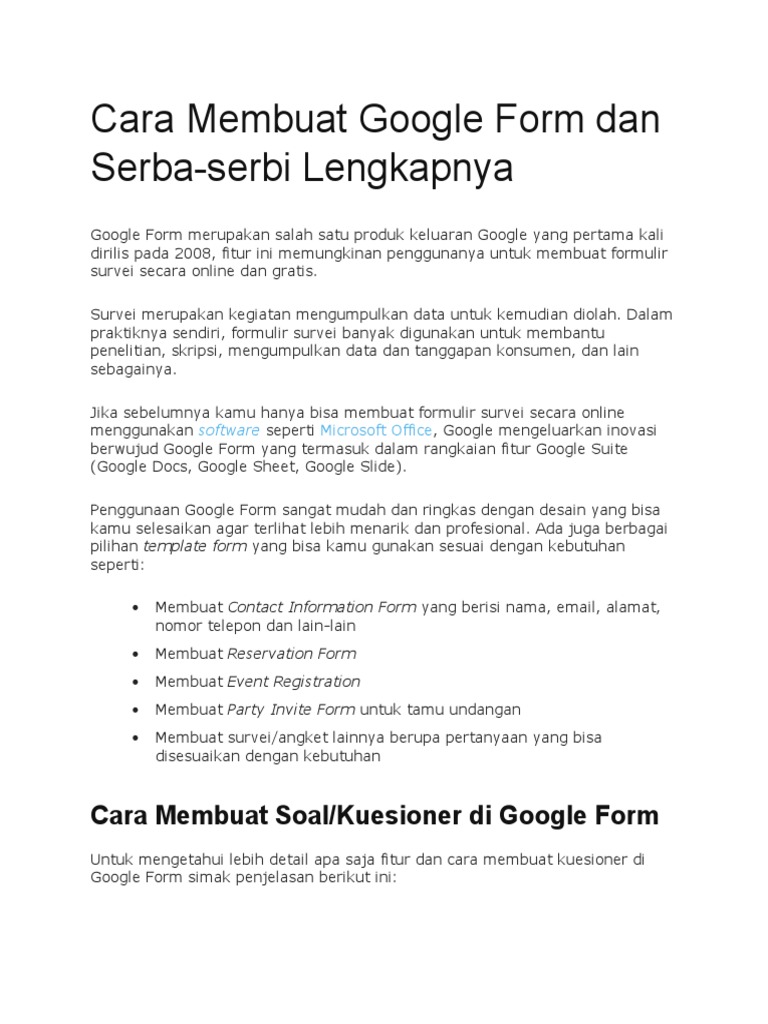 Cara Membuat Google Form | PDF | Bisnis