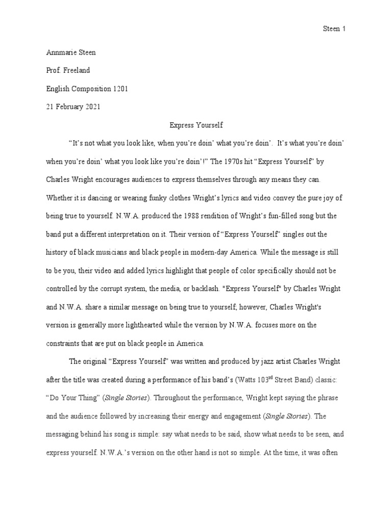 Express Yourself 2 Versions Analysis | PDF | Entertainment (General)