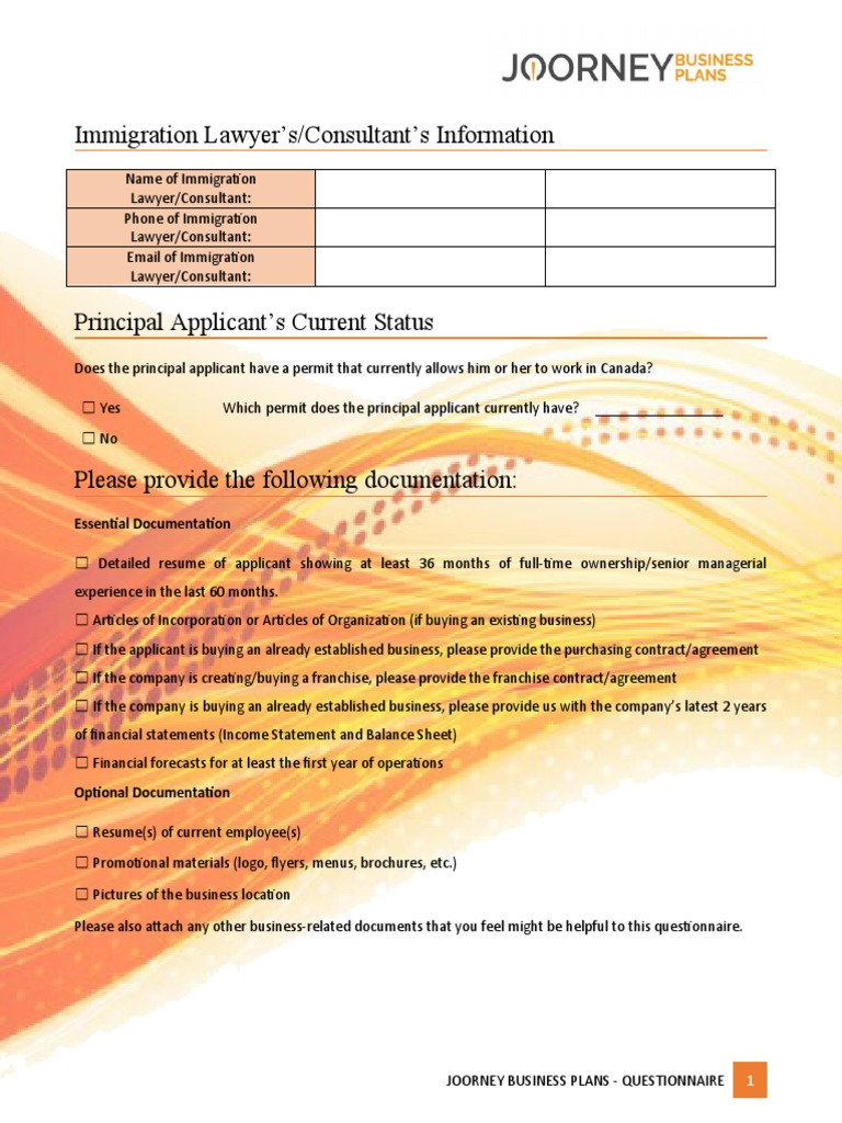 English Business Plan Questionnaire | PDF | Lunch | Employment