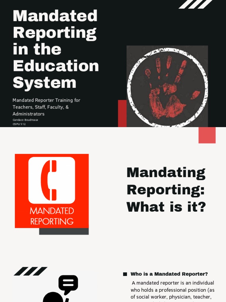 In-Service Lesson Plan Mandated Reporting in The Education System 1 ...