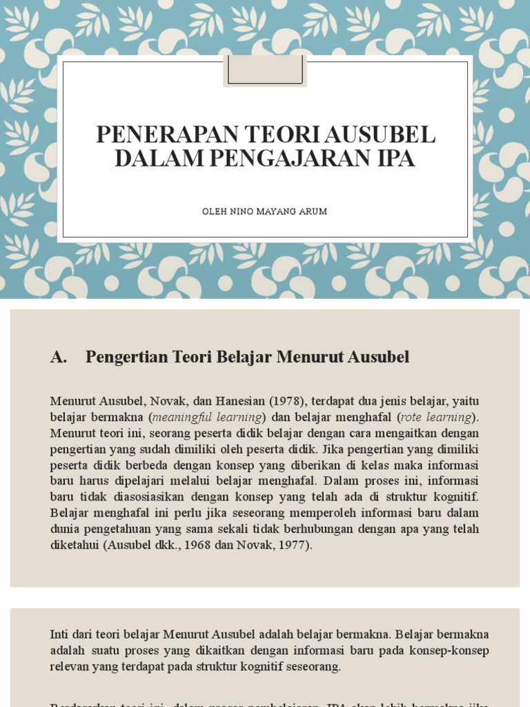 Penerapan Teori Ausubel dalam IPA SD | PDF