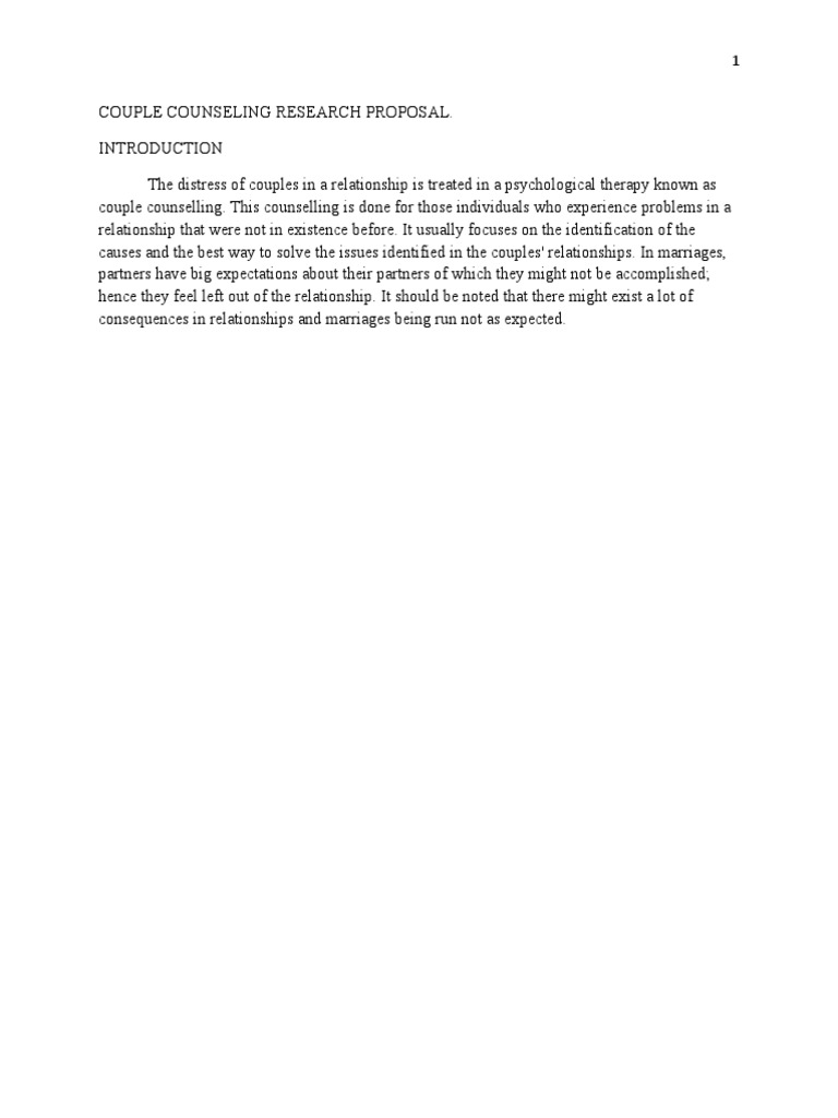 Couple Counseling Research Proposal | PDF | Marriage | Psychotherapy