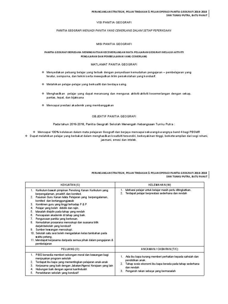 Pelan Strategik Panitia Geografi | PDF