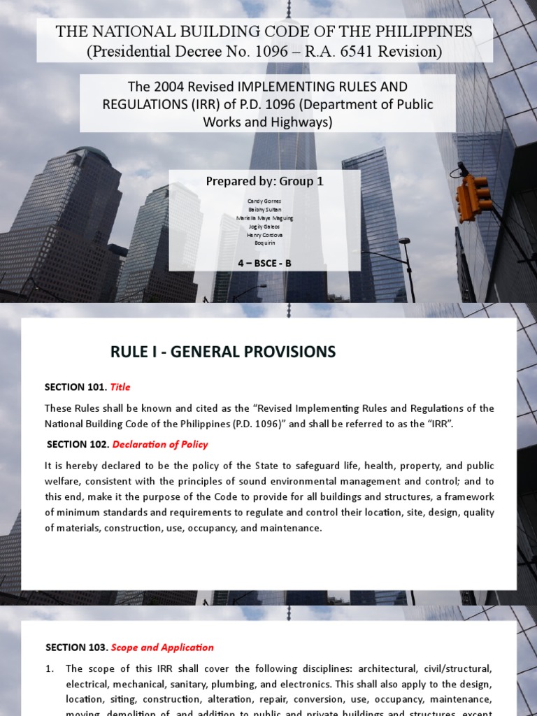 The National Building Code of The Philippines (Presidential Decree No ...